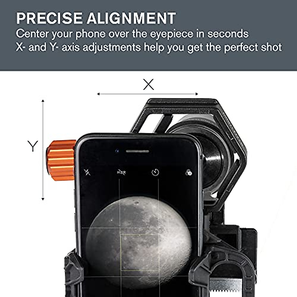 Celestron - NexGO 2-Axis Universal Smartphone Adapter - Digiscoping Smartphone Adapter - Capture Images and Video Through Your Telescope or Spotting Scope