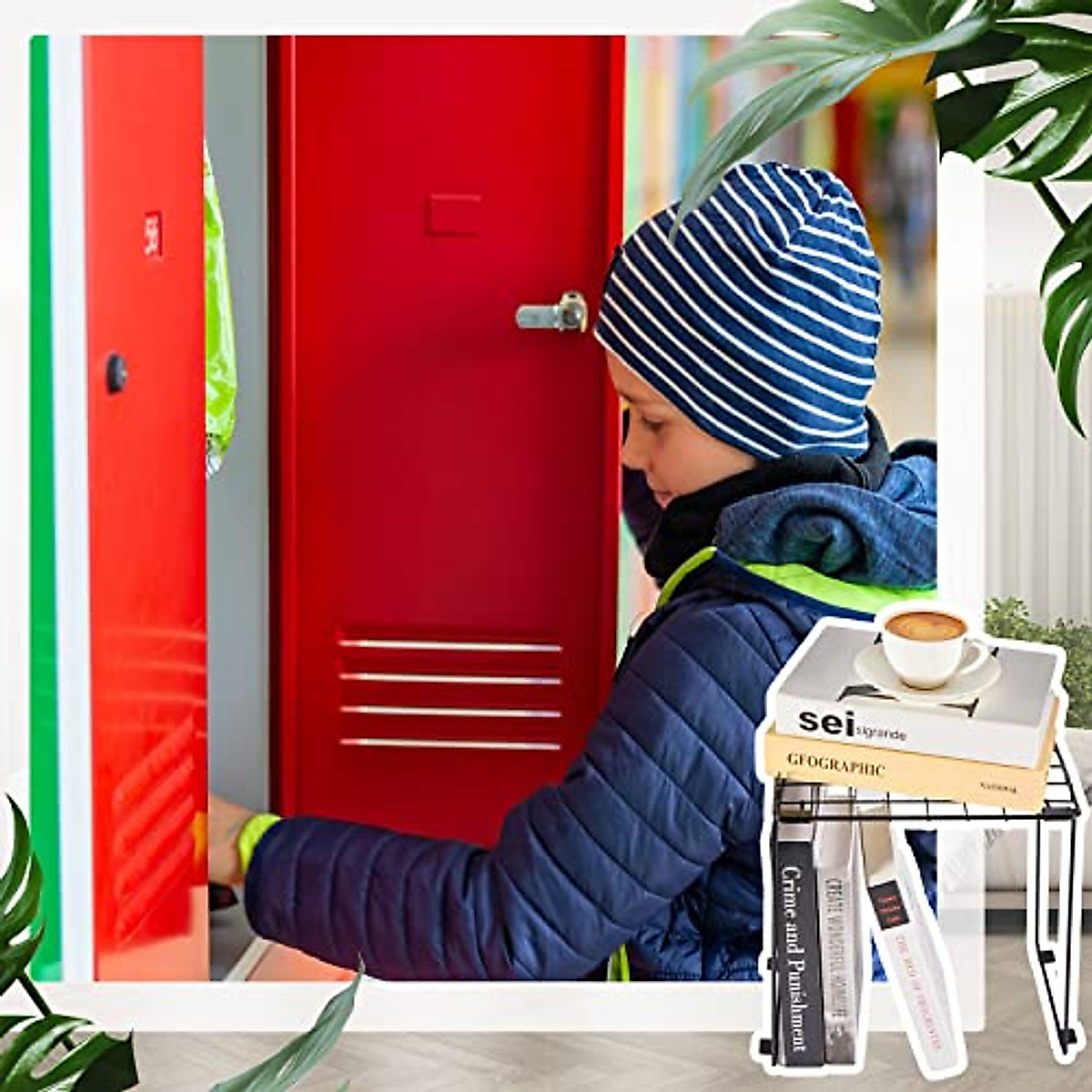 Nuenen Stackable Locker Shelf for School Locker Organizer Shelf Metal Locker Accessories for Home Office School File Document Book Magazine Desktop Decors Supplies, 11.8x9.8x12.99 Inch (Black, 8 Pcs)