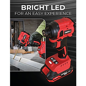 Impact Driver，2500 In-lbs，1/4" Hex Chuck，High Torque 3200 RPM,Impact Drill With A 15C 21V 2.0Ah Li-Ion Battery,Fast Charger，Brushless Motor，Suitable for Domestic And Construction Site Work