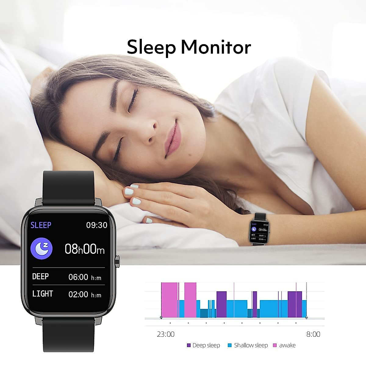 Smart Watch, Fitness Watch with Heart Rate, Blood Pressure, Sleep Monitor, Pedometer, Fitness Tracker Suitable for Android Phones and iOS iPhone, Waterproof Smart Watches for Women Men Teenager Elder