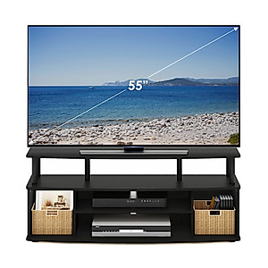 Furinno Jaya Large Entertainment Center Hold up to 55-in TV, Inches, Blackwood