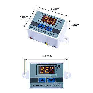 4 PCS XH-W3001 Thermostat Switch Digital LED Temperature Controller with Waterproof Probe Heating Cooling Electronic Programmable Thermostat DC12V 10A 120W Range from -50℃ to 110℃