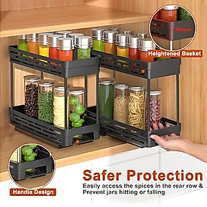 Spice Rack Organizer for Cabinet, 2 Pack Pull Out Spice Rack for Kitchen Inside Cabinets, Vertical Spice Organizer, 2-Tier Spice Cabinet Organizer Slide Out Spice Racks, 4.33''Wx10.43''Dx8.5''H