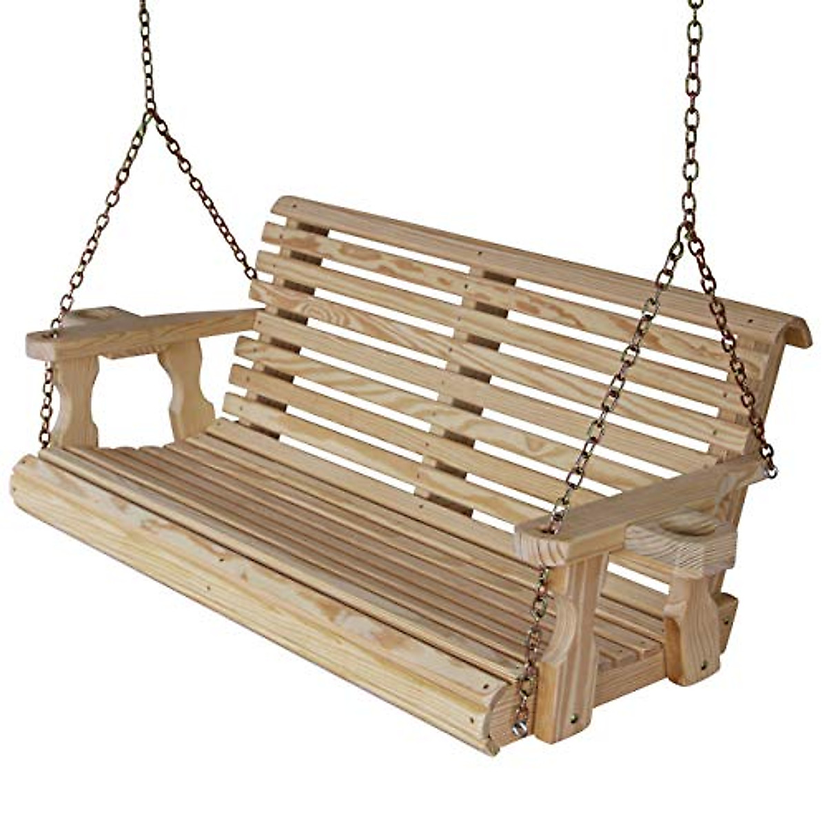 Amish Casual Heavy Duty 800 Lb Roll Back 5ft. Treated Porch Swing with Cupholders
