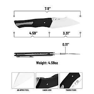 ARTISANCUTLERY Folding Knife Ahab Series (J1851) AR-RPM9 Balde and G10 Handle EDC Pocket Knife with Clip Black