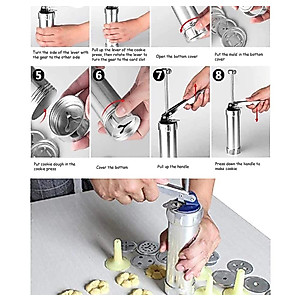 Stainless Steel Cookie Press Machine,Featuring 20 Decorative Stencil Discs and 4 Icing Tips,Deluxe spritz Cookie Press Gun,Cookie Maker,for DIY Biscuit Maker,Baking Decoration Supplies
