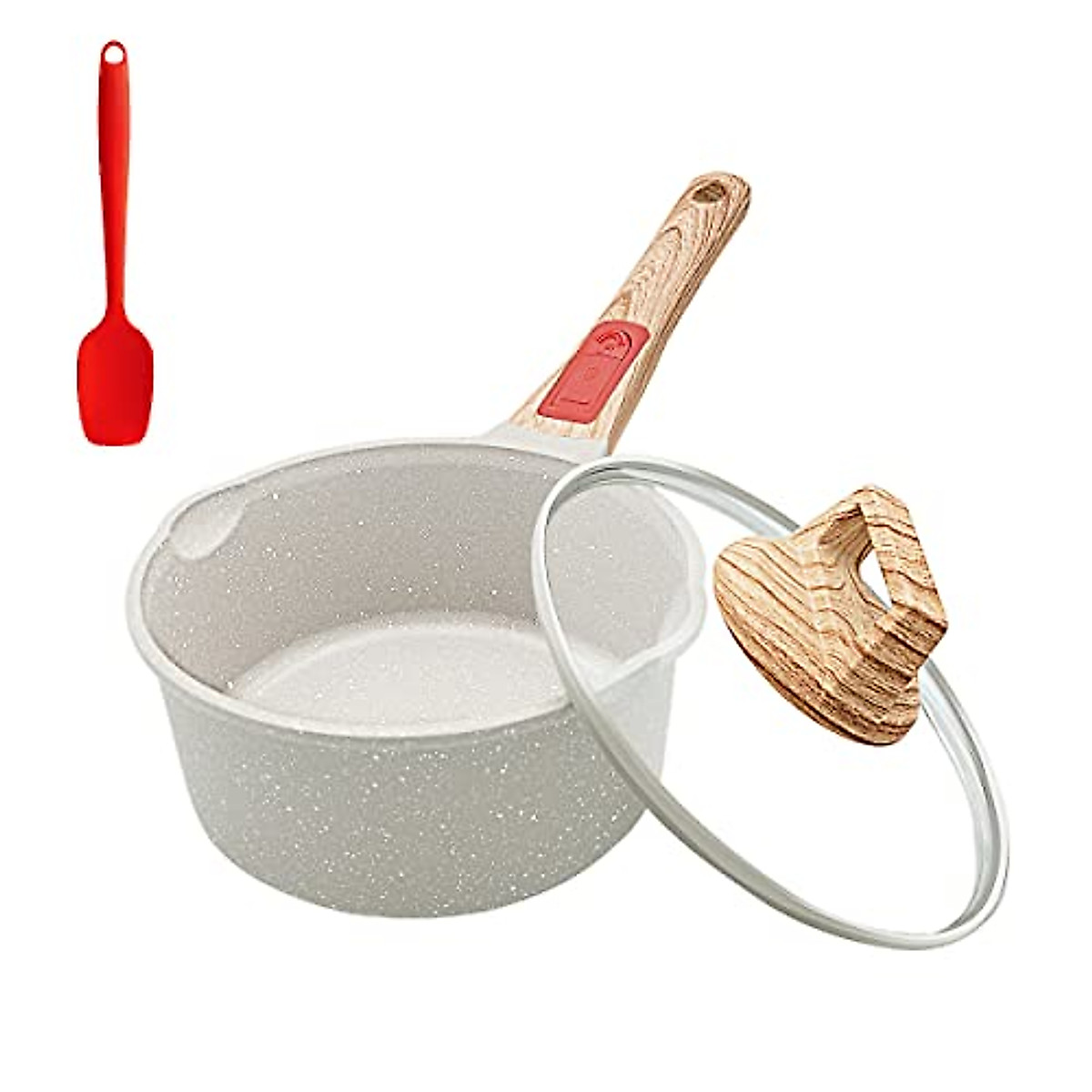 Bobikuke Saucepan with Lid Nonstick, 1.5 Quart Sauce Pan Small Soup Pots for Cooking, Sauce Pot with Lid Compatible for All Stoves, Milk Pan with Removeable Handle, Oven& Dishwasher Safe