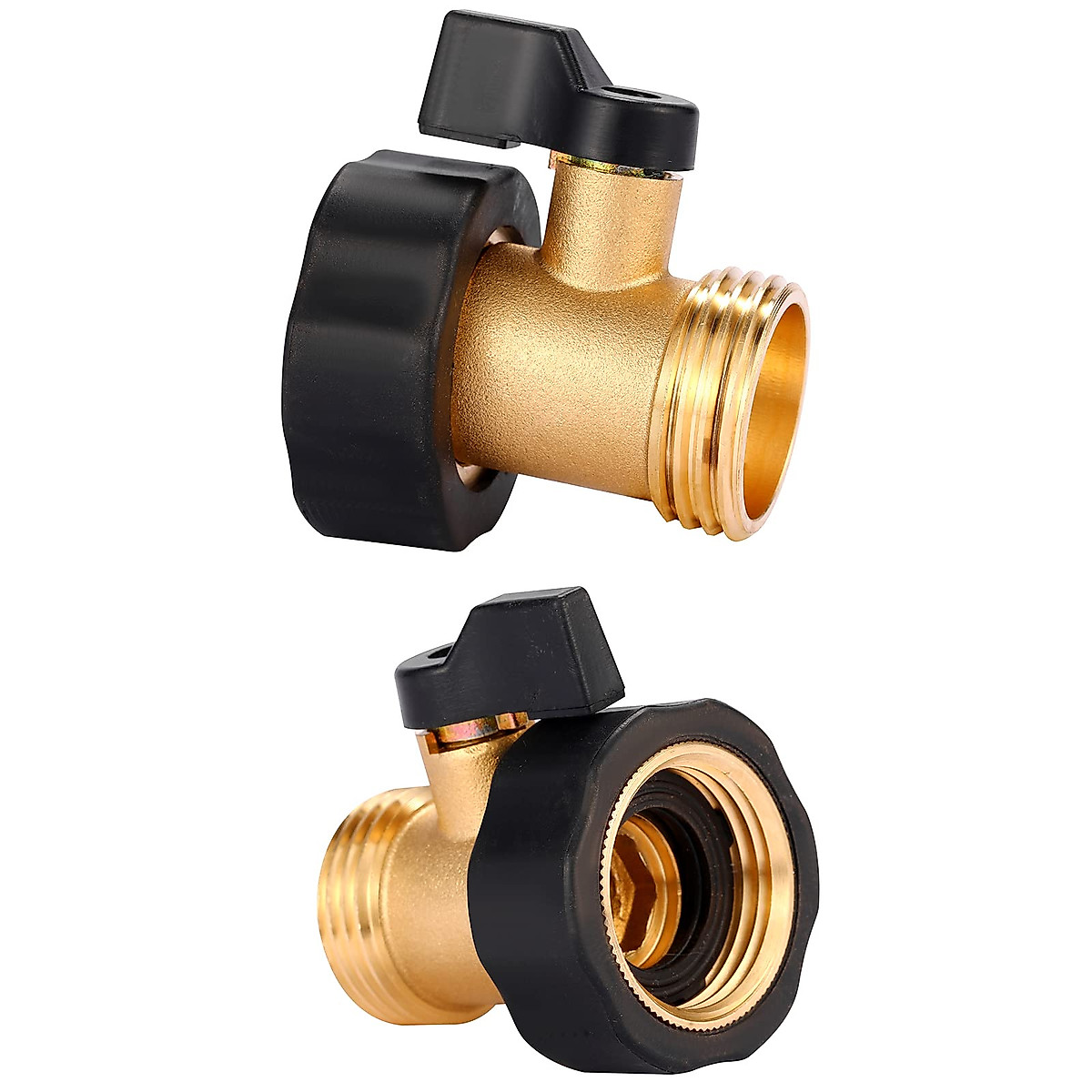 Sanpaint Water Hose Shut Off Valve, 2 Pack Heavy Duty 3/4 Inch Solid Brass Garden Hose Connector