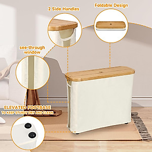 Toilet Paper Storage,Toilet Paper Basket with Bamboo Lid,Bathroom Toilet Paper Storage Organizer,Free Standing Toilet Paper Holder Up to 9 Mega Rolls,Toilet Paper Storage Box Container with Handle