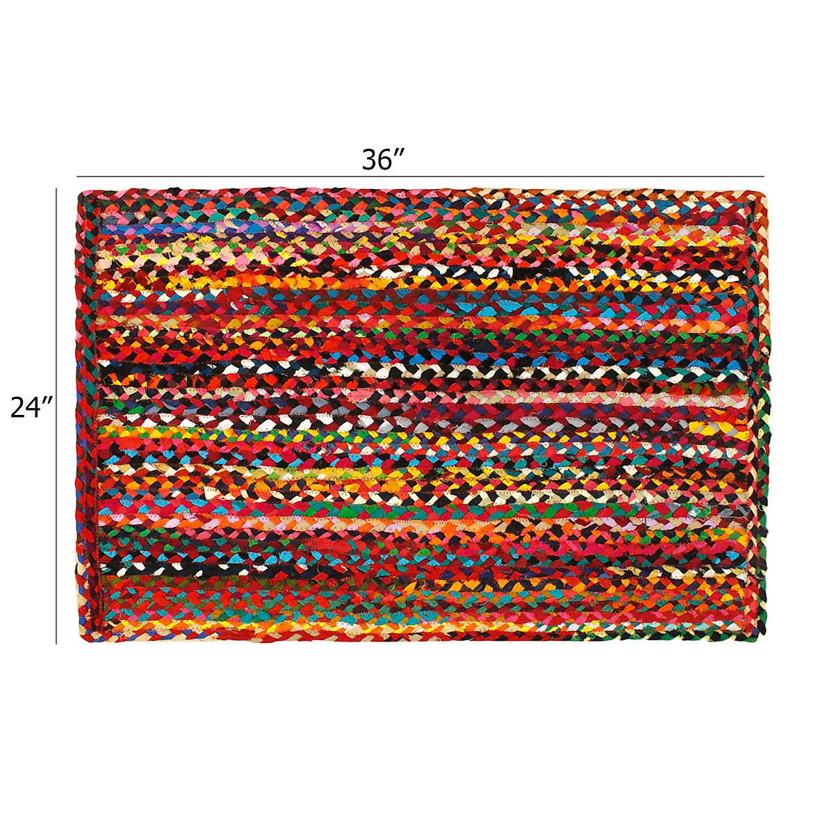 COTTON CRAFT Cotton Chindi Braid Rag Rug - Boho Farmhouse Rustic Area Accent Throw Rug - Handwoven Reversible Natural Recycled Cotton - Living Room Den Study Home Décor Gift - 2' x 3' - Multi Color