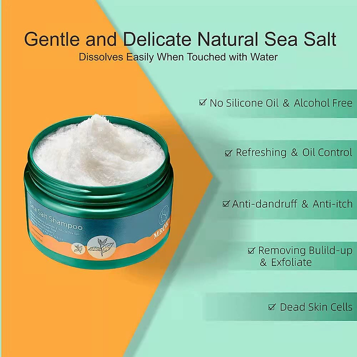 Mroky Sea Salt Shampoo and Seaweed Conditioner Set for Women & Men, With Natural Mineral Sulfate & Silicone Free Oil Control Dandruff for Oily, Damaged and All Hair Types 2 x 15.2 fl oz