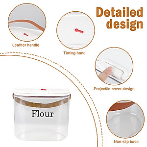 Xbopetda Flour Containers with Lids Airtight, Clear Plastic Flour Storage Container with Wide Mouth & Spoon, Time Recording Flour Sugar Storage Containers, Dry Food Storage for Kitchen Pantry Storage
