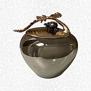 Cotton Jar with Lid in Glass and Metal for Bathroom Decor Cotton SwabHolder, Q-Tip Container Bath Accessory (Fern)