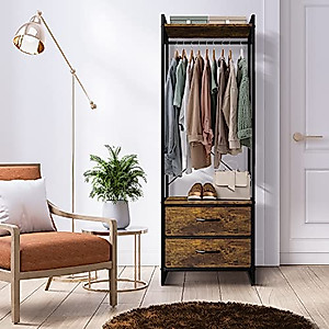 Sorbus Clothing Rack with Drawers - Clothes Stand Dresser - Wood Top, Steel Frame, & Fabric Drawers - Tall Closet Storage Organizer - Stand Alone Garment Rack for Hanging Shirts, Dresses, & Jackets