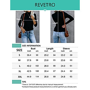 REVETRO Women's Turtleneck Long Sleeve Shirts Winter Fashion Slim Fit Tops Plain Basic Layering Lightweight T-Shirt Black M……