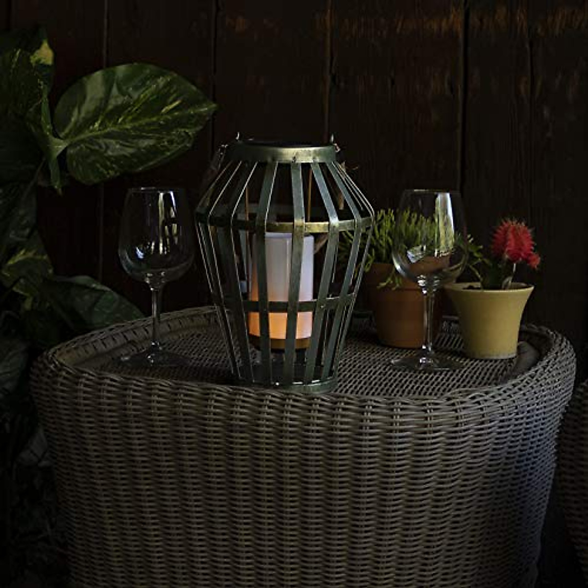 Alpine Corporation QLP1354SLR-HH-TM Alpine Metal Solar Lantern, Weathered Grey