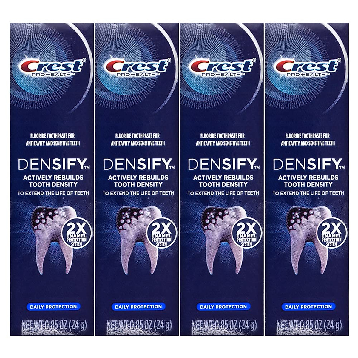 Crest Pro-Health Densify Daily Protection Toothpaste, Travel Size 0.85 oz (24g) - Pack of 4