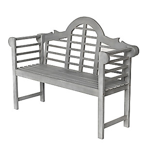 JONATHAN Y BNH103B Lutyens 51.2" 3-Seat Arched 600-Lbs Support Acacia Wood Outdoor Garden Patio Bench for Garden, Lawn, Backyard, Pool, Deck, Beach, Firepit, Gray