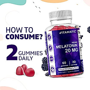 Vitamatic Melatonin 20mg Gummies for Adults, 30 Servings - 60 Vegetarian Gummies - Non-Habit Forming Supplement (60 Gummies (Pack of 2))