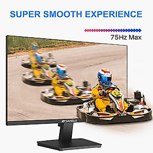 SANSUI Monitor 22 inch IPS Panel 1080p FHD 75Hz Computer Monitor with HDMI VGA, Ultra-Slim Bezel Ergonomic Tilt Eye Care LED Display for Home Office (ES-22F1 HDMI Cable Included)