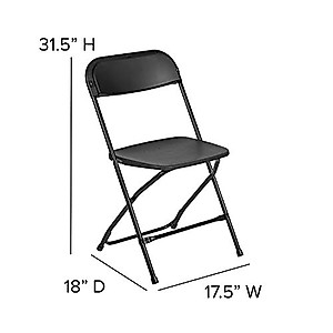 EMMA + OLIVER Set of 10 Black Stackable Folding Plastic Chairs - 650 LB Weight Capacity