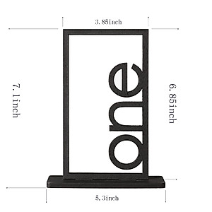 Black Wooden Wedding Table Numbers - Pure letter-Style Hollow Table Numbers with Holder Base for Wedding Event Party Reception (Black 1-10)