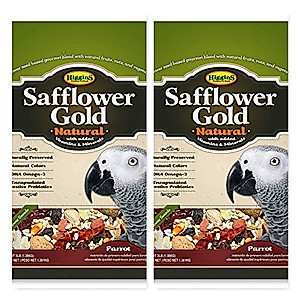 Higgins 2 Pack Safflower Gold Natural Parrot Food, Great for Medium & Large Parrots. 3 LB. Ea. Safflower Gold Parrot Food. 2 Bags 6 Pounds Total