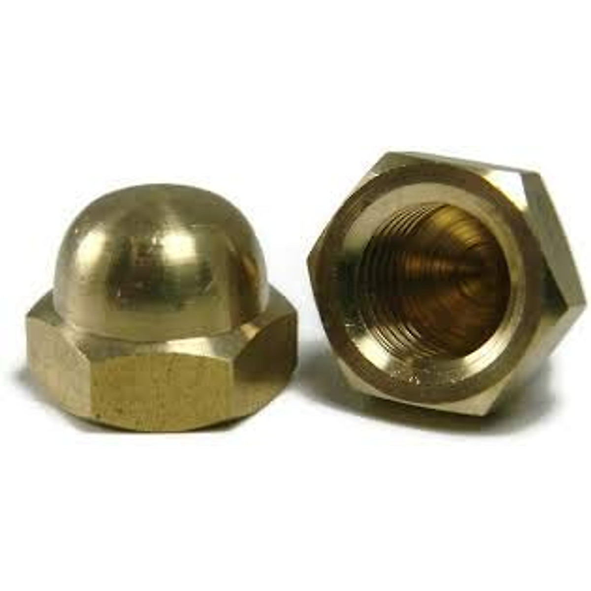 3/8"-24 Acorn Cap Nuts, Solid Brass, Grade 360, Plain Finish, Qty 10 - by Fastener Depot, LLC