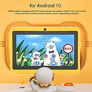 Cyllde Kids Tablet, Low Blue Light Technology LED Screen and IPS HD Display, 5gwifi Dual Band 5000 mAh Battery Built in Popular Apps, Suitable for Animations, e Books(Yellow)