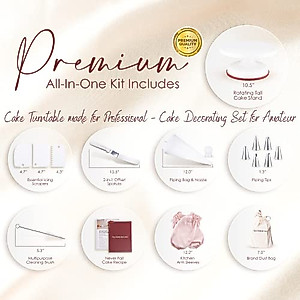 The Upper Kitchen Cake Spinner – Best Cake Spinner Turntable for Decorating, Tall Spinning Cake Stand for Decorating, Rotating Cake Stand, Small Revolving Cake Stand, White Cake Decorating Stand