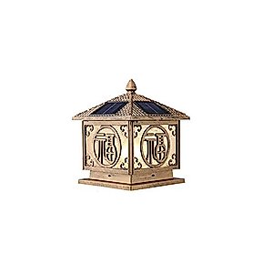 Led Solar Outdoor Column Lights Warm/White Light Adjustable Glass Post Lights Door Home Garden Street Outside Pillar Lamps(Color:Brass,Size:S)