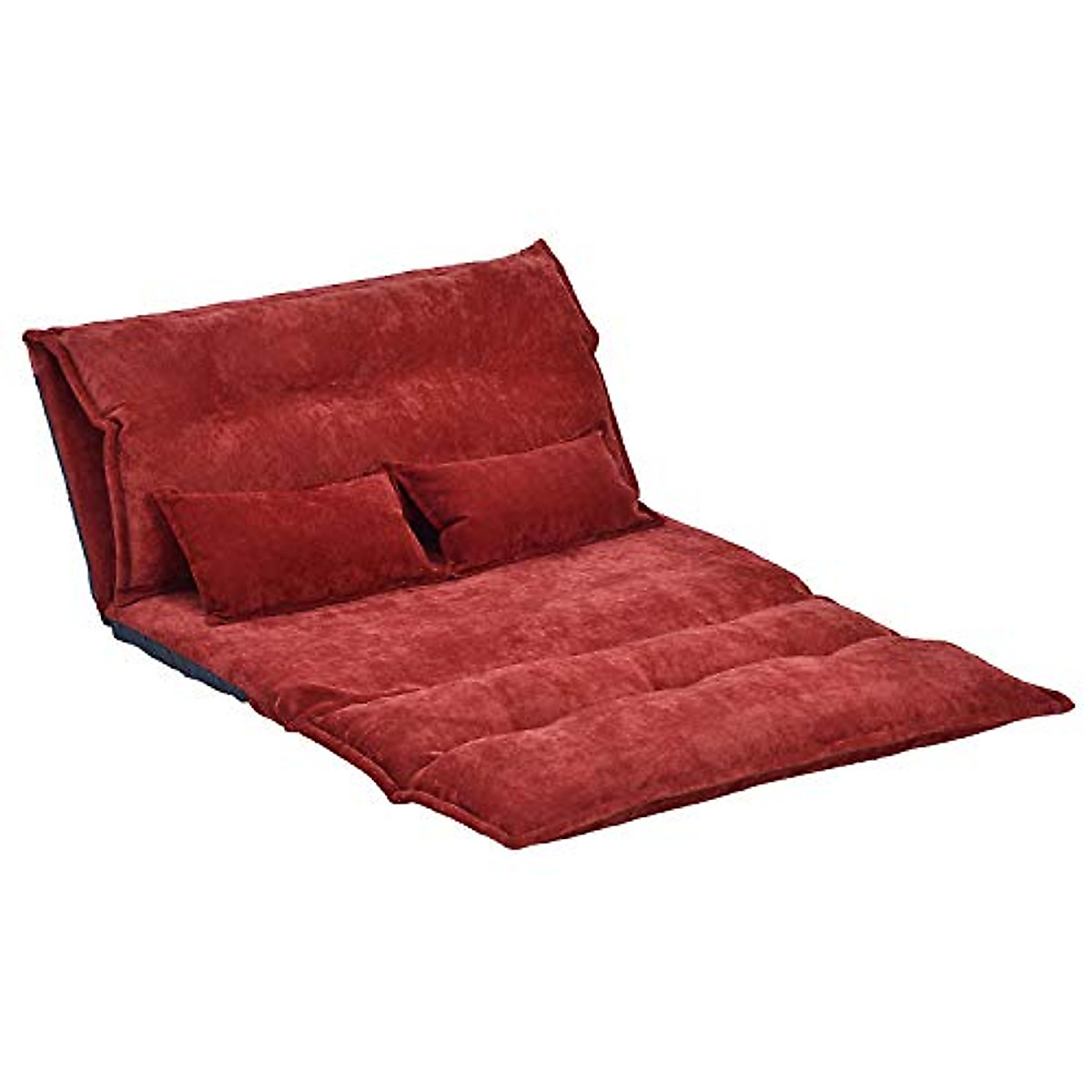 HEPMIMZHU Adjustable Floor Sofa, Foldable Lazy Sofa Sleeper Bed 5-Position Adjustable, Cloth Cover, Floor Sofa Couch with 2 Pillows for Bedroom, Living Room, Balcony (Red)