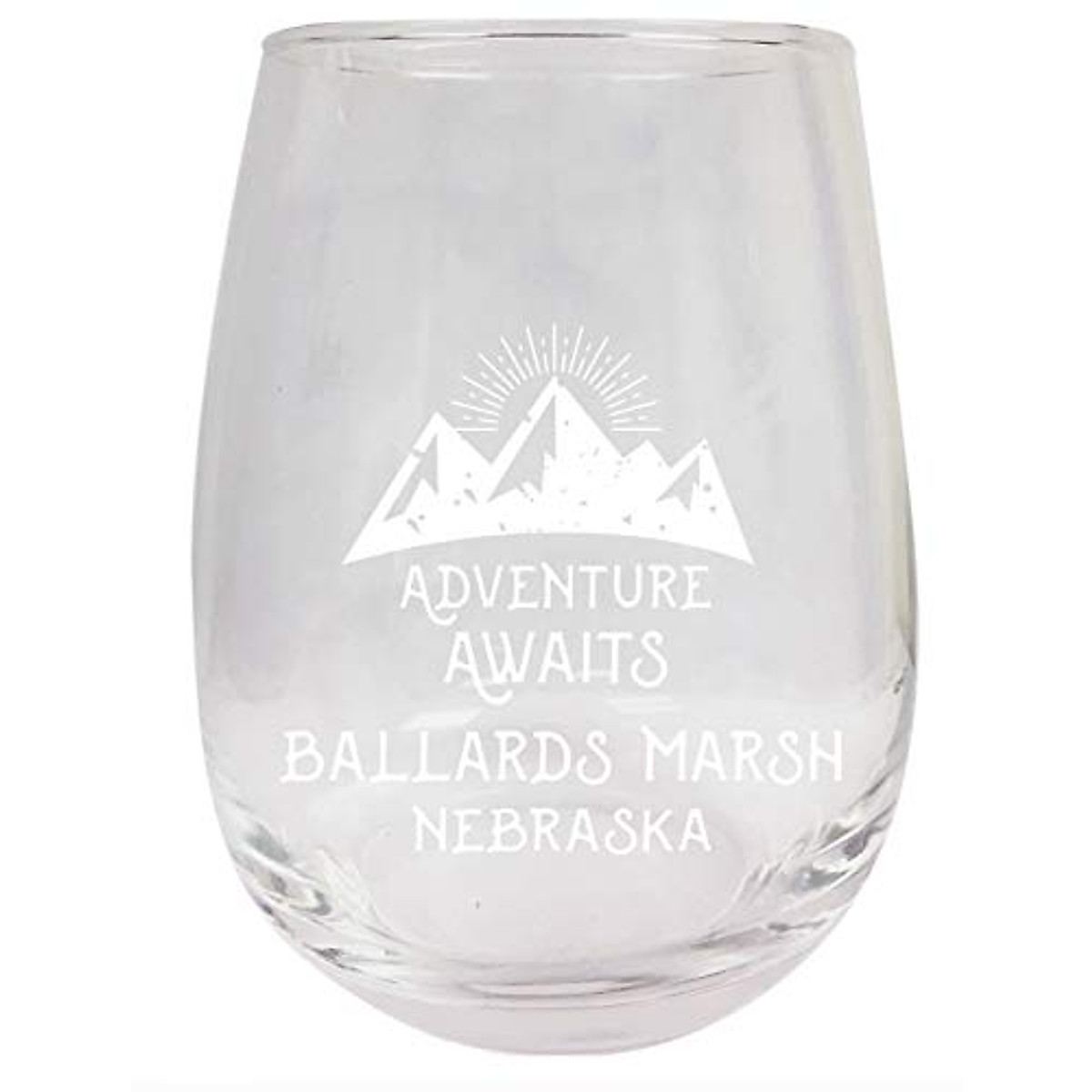 Ballards Marsh Nebraska Souvenir 15 oz Laser Engraved Stemless Wine Glass Adventure Awaits Design 2-Pack