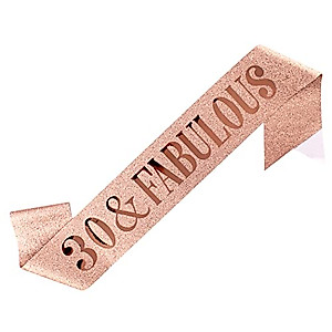 AOPRIE Birthday Crown for Women 30 & Fabulous Birthday Sash for Women Girls Rose Gold Birthday Tiara 30th Birthday Gifts Her Him Decoration for Women Princess Crown Rhinestone Headband Happy Birthday Accessories