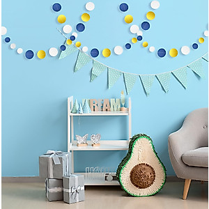 MIAHART 52 Feet Circle Dots Garland Lavender Paper Garland for Birthday Bridal Wedding Baby Shower Christmas Valentine Day Lilac Theme Party Decorations (Blue Gold)