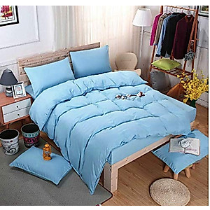 Soft Bed in Bag 1000 Series Egyptian Cotton 5 Piece 500 GSM Warm Comforter Set (Comforter + Flat Sheet + Fitted Sheet 10" Deep + 2 Pillow Cases) Bedding Set Twin XL Light Blue