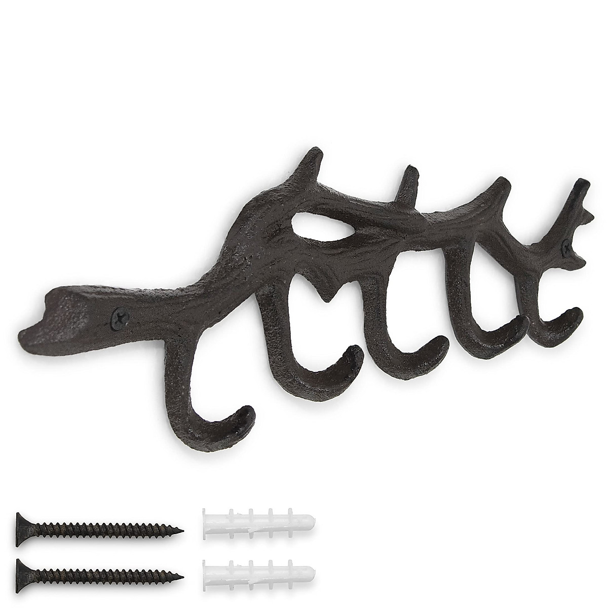GASARÉ, Key Holder for Wall Mount, Cast Iron Key Hook, Key Rack, Tree Branch Design, Screws and Anchors, Large Size of 13¼ x 4 Inches, Brown, 1 Unit