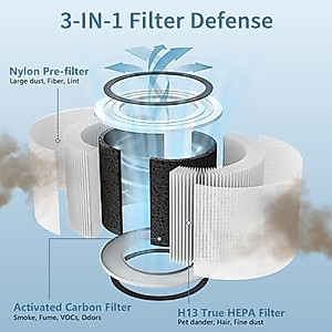 Improvedhand TPAP001 True HEPA Filter Replacement for TOPPIN TPAP001 Comfy Air C2 Air Puri-fier, Replace # TPFF001, 3-IN-1 HEPA and Activated Carbon Filter - 2 Pack
