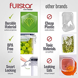 fullstar Food Storage Bins with Lids, Airtight food storage containers for Kitchen & Pantry organization. Includes Marker, Pen & Scoop (6 Pack)