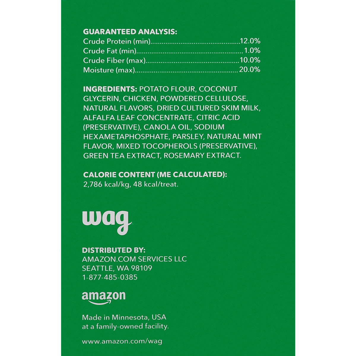 Amazon Brand - Wag Dental Dog Treats to Help Clean Teeth & Freshen Breath - Small, Unflavored, 2.25 pounds, 60 Count (Pack of 1)