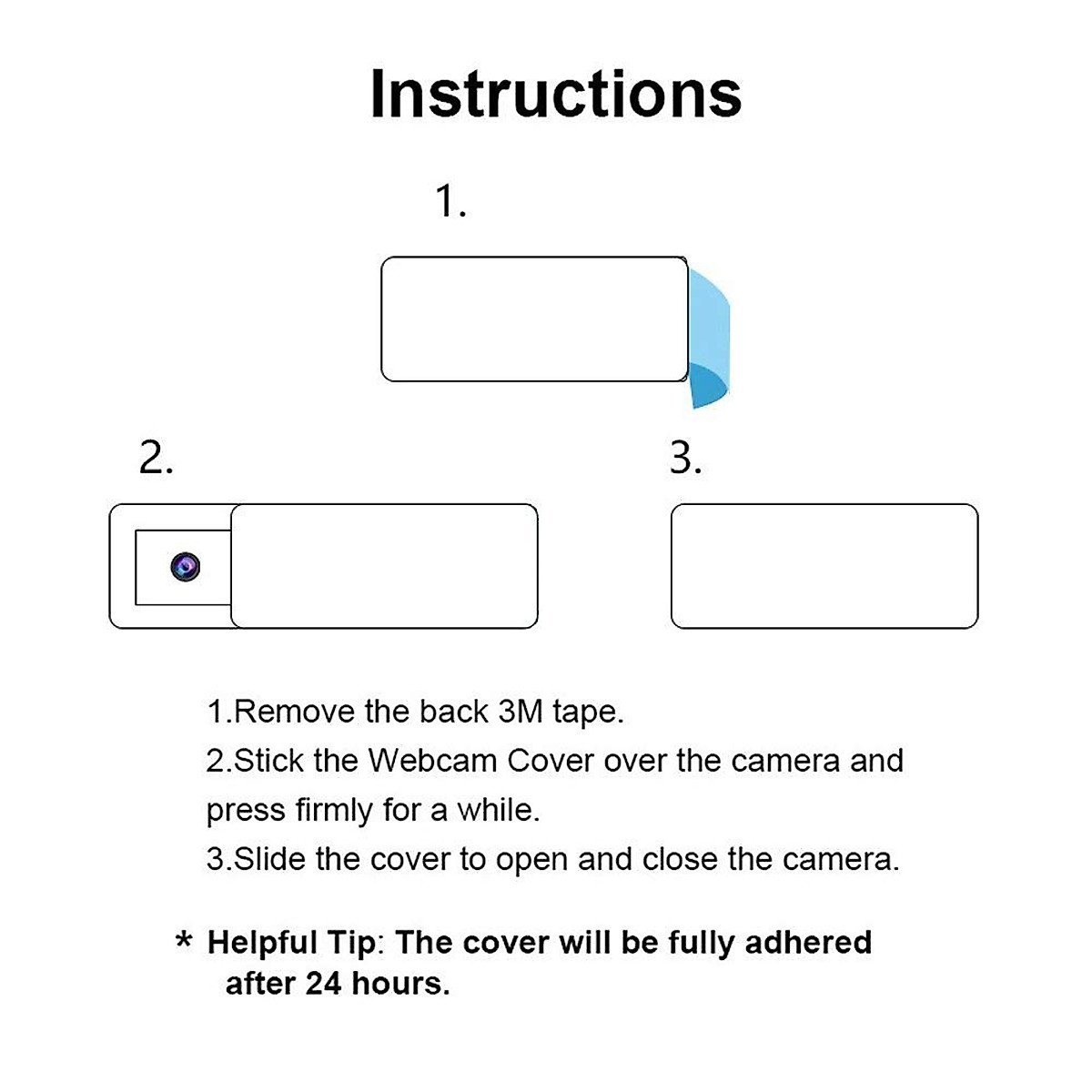 Ultra Thin Slim Mini Shield Camera Sticker Slide Shutter Metal Webcam Cover Privacy Protection(3pcs-Metal Rectangle,Black)