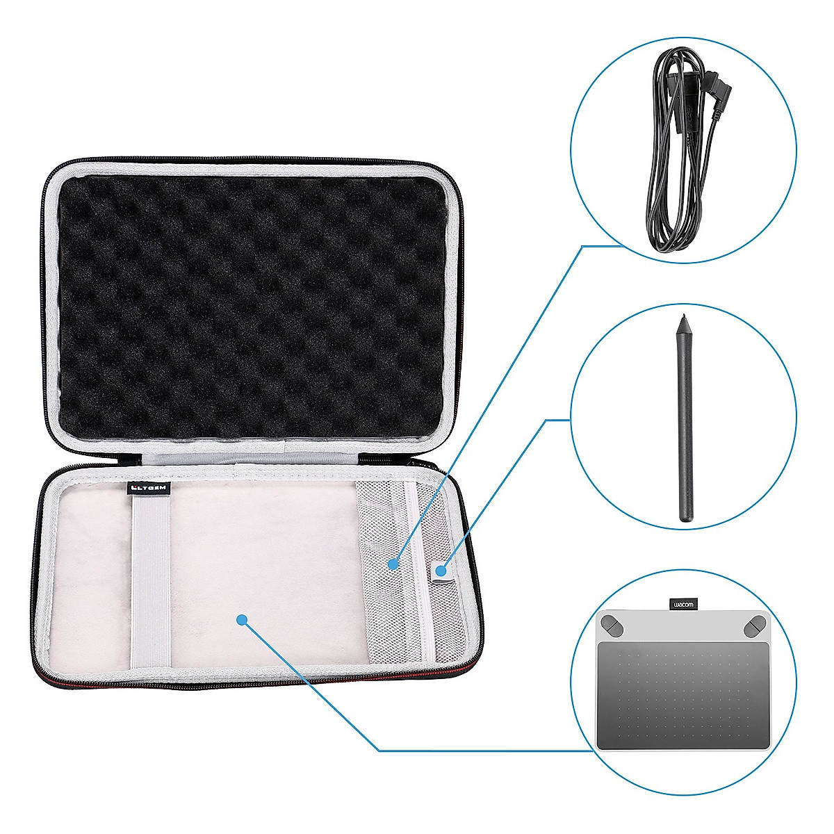 LTGEM Tablet Case for Wacom Intuos Small/Small Bluetooth Graphics Drawing Tablet fits Model # CTL4100 or XPPen Graphics Tablet fits Model # StarG640