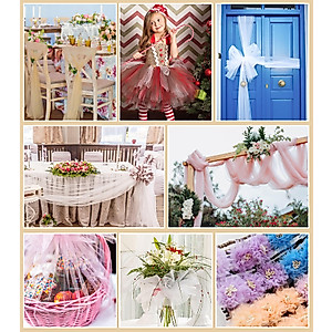 Luceinvita Tulle Fabric Roll, 54" x 10 Yards (30FT) Tulle for Wedding Christmas Decorations Pew Bow Tutu Party Backdrop Baby Shower Table Skirts Gift Wrapping Garden Netting (White)