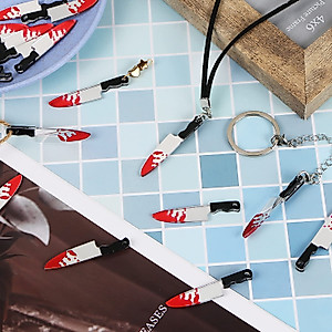 CCOZN 12 Pcs Fake Knife Charms, Halloween Pendant Mini Acrylic Knives Beads for Women DIY Jewelry Making Crafting Halloween Charms with Box, 45 x 9mm