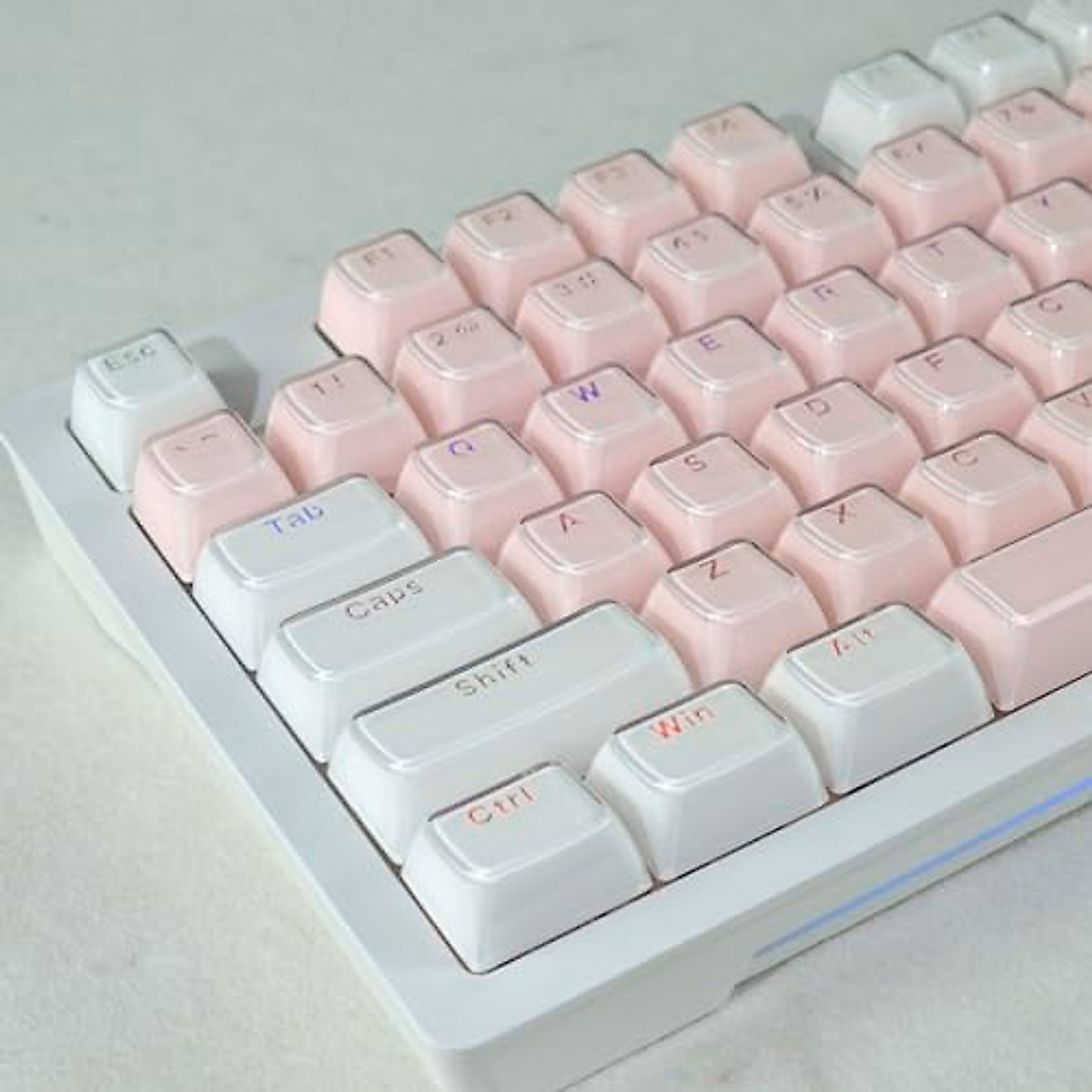 COTAIWA Crystal Keycaps,Ice Crystal Keycap，ABS Jelly Key caps Set for 61 68 104 Mechanical Gaming Keyboard Cherry Profile English Layout(Pink with White)