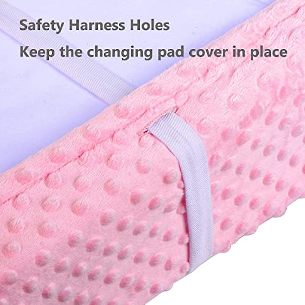 Nozaam - Baby Plush Minky Dot Changing Pad Cover - Ultra-Soft Stretchy Fitted Cover for Standard Nursery Changing Pad (Pink)