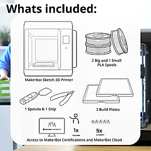 MakerBot Sketch Single-Printer Setup 3D Printer with Cloud Printing File Management Software for One Teacher and Five Students