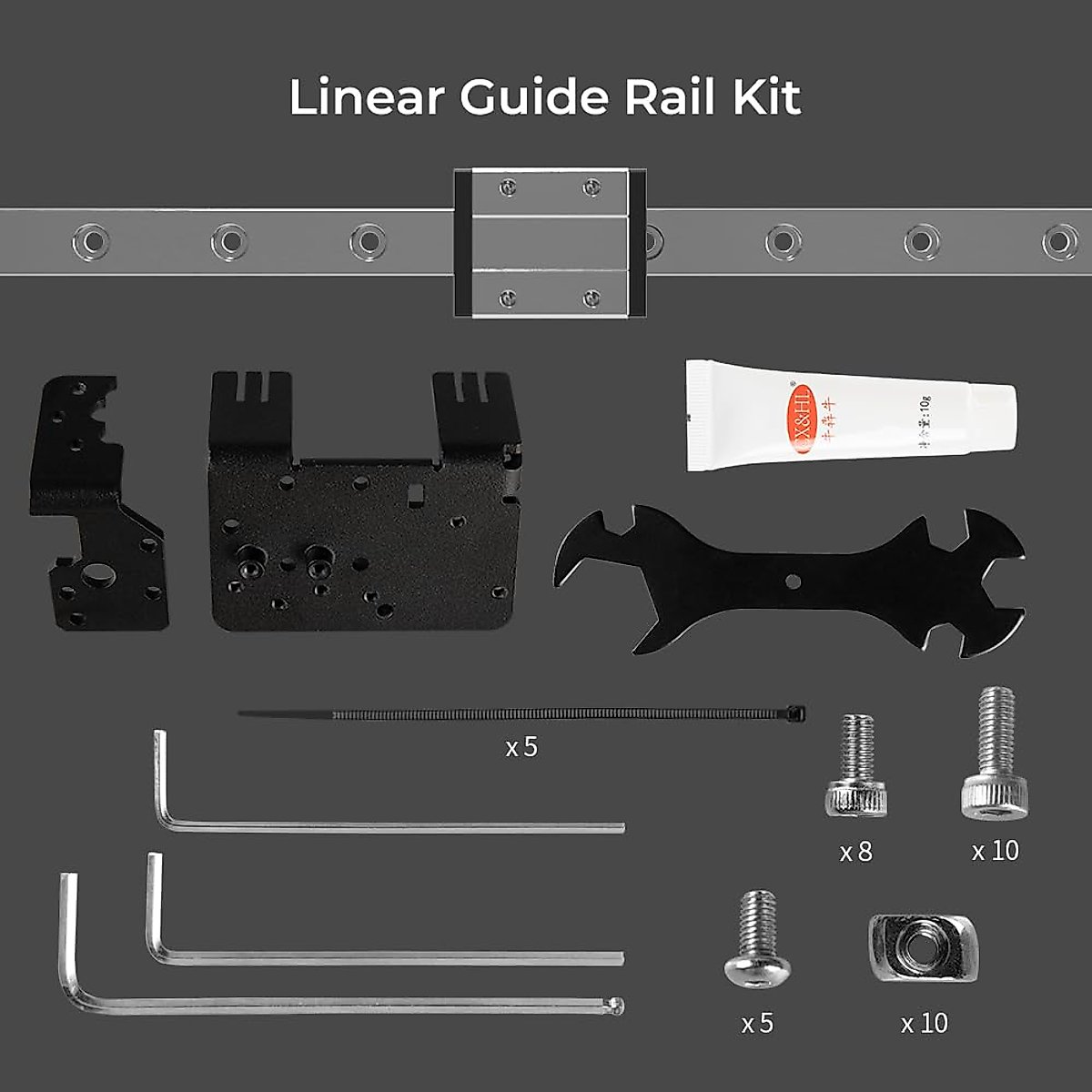 Official Creality Ender 3 X-axis MGN12C Linear Rail Guide Kit with Fix Plate Mount Bracket Support Sprite Pro kit for Creality Ender3 Ender 3 Pro Ender 3 V2 3D Printers