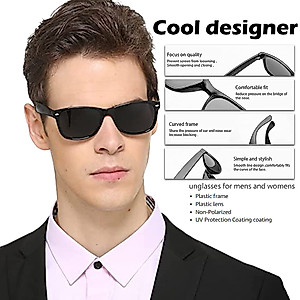 Lxnoap Sunglasses Classic 80’s Vintage Style Design (Black Matte, Smoke)