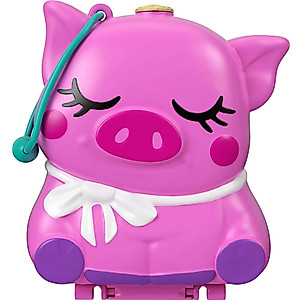 Polly Pocket On The Farm Piggy Compact, Farm Theme, Micro Polly Doll & Friend Doll, 2 Animal Figures (1 Alpaca with Hair), Fun Features & Surprise Reveals, Great Gift for Ages 4 Years Old & Up